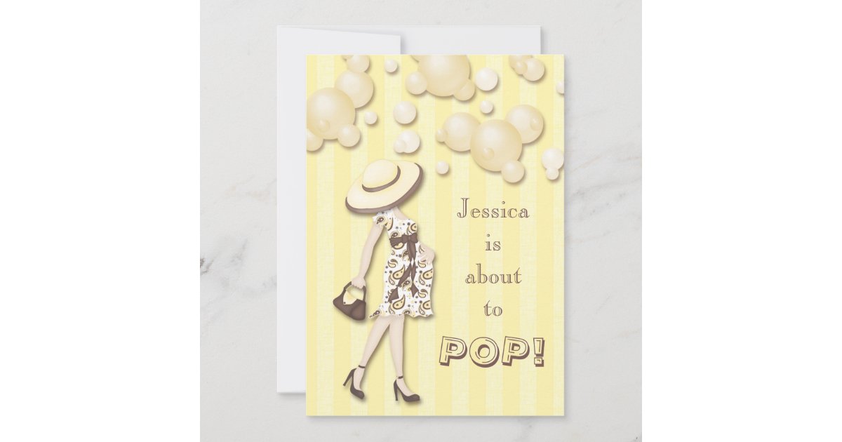 Chic She's About to Pop Neutral Baby Shower Invitation | Zazzle