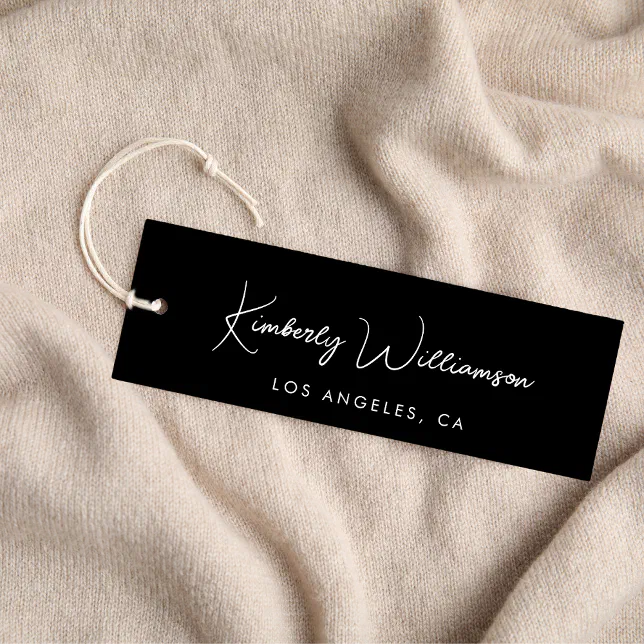 Chic Signature Script Black Hang Tag | Zazzle