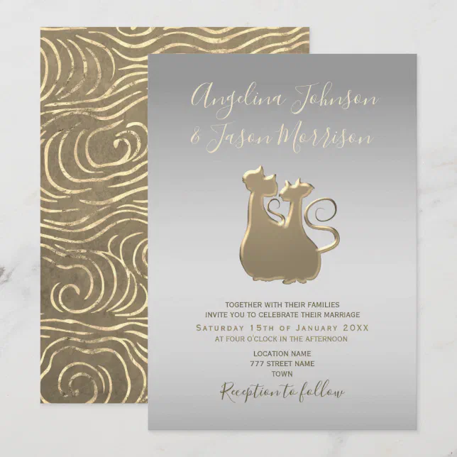 Chic Silver and Gold Wedding Invitation | Zazzle