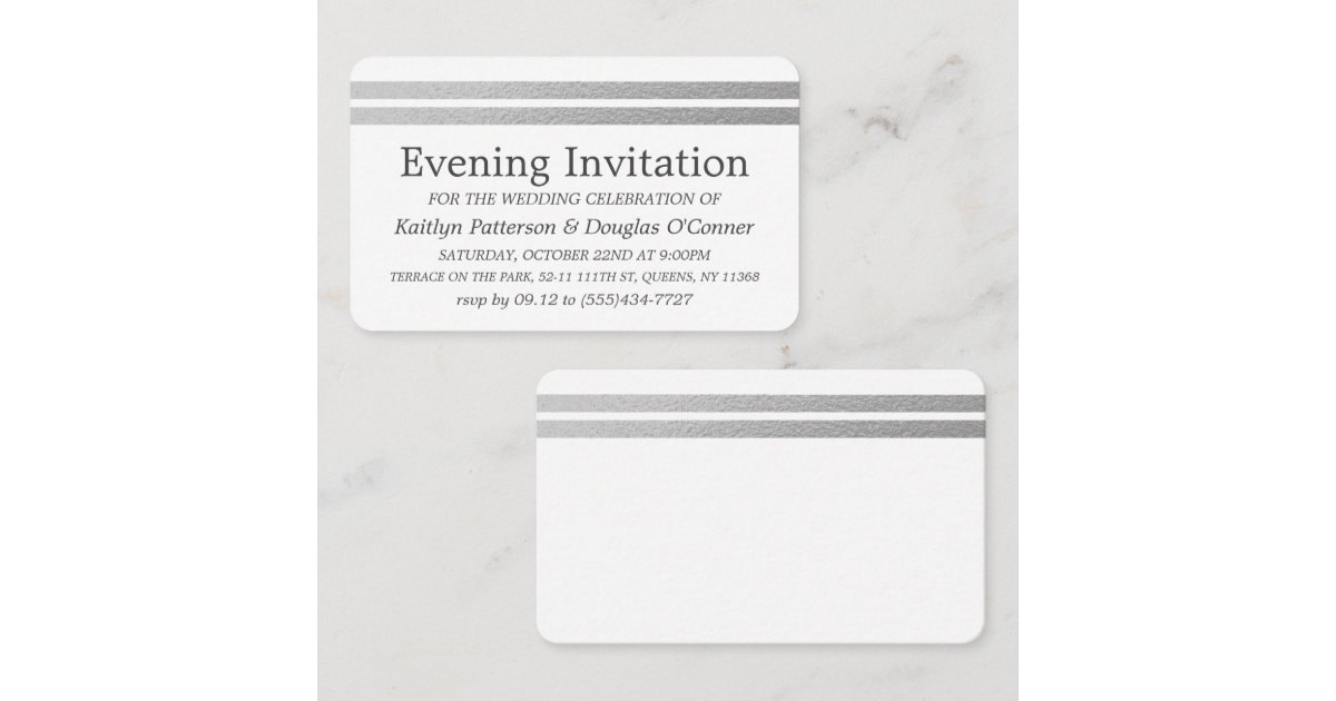 Chic Silver Foil Stripes Evening Event Ticket | Zazzle