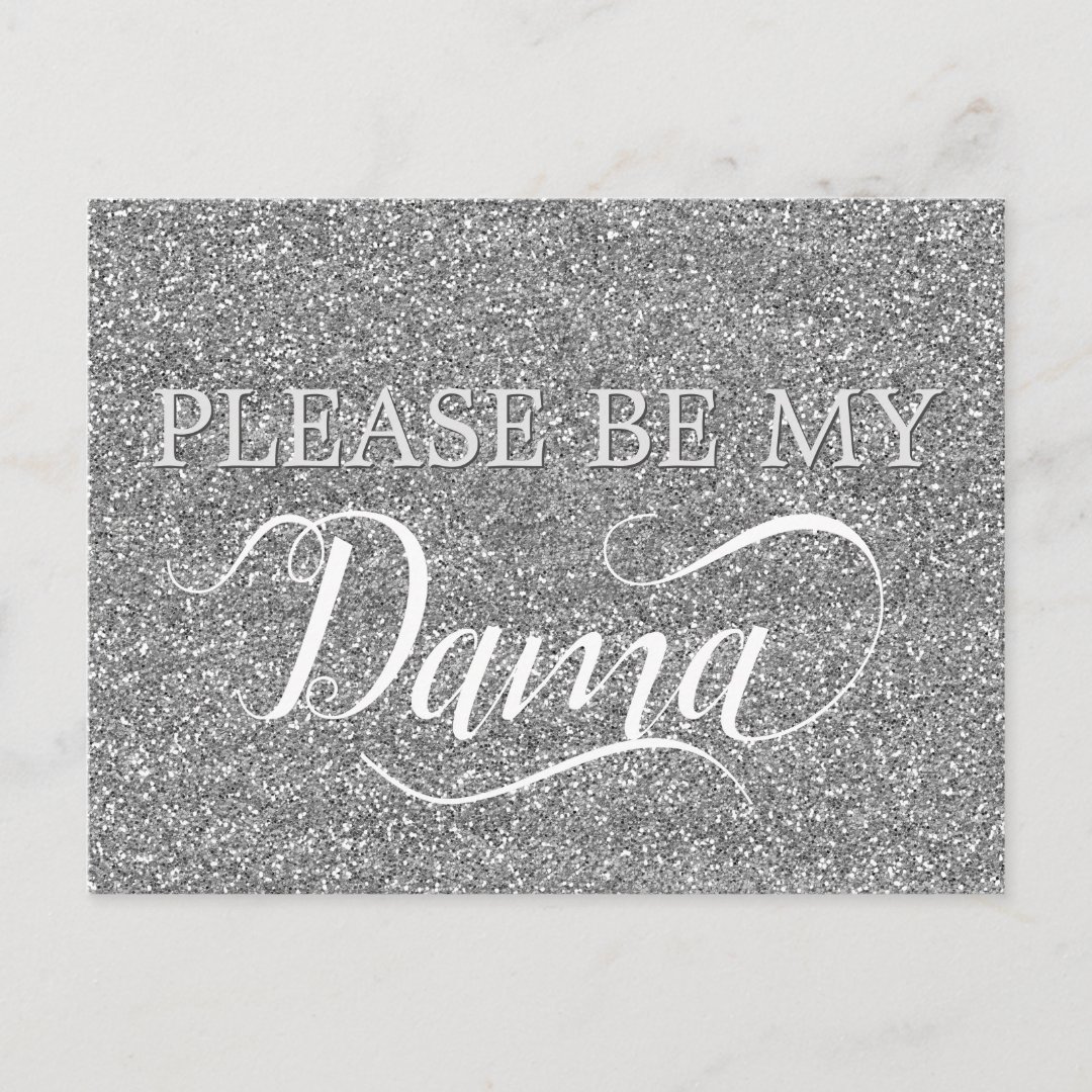 Chic Silver Glitter Dama Quinceanera Dama Proposal Invitation Postcard ...