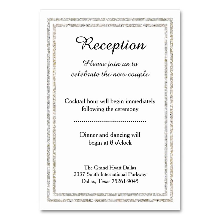Chic Silver Glittered Trim -Reception Insert Card | Zazzle