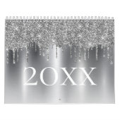 Chic Silver Gray Glitter Ombre Monogram Calendar | Zazzle
