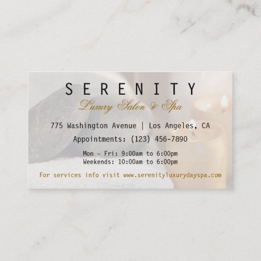 Chic Simple and Clean Spa Card | Zazzle