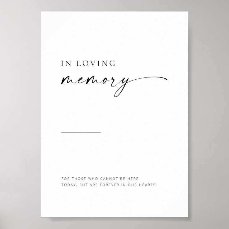 Chic + Simple Modern Script In Memory Of Sign | Zazzle