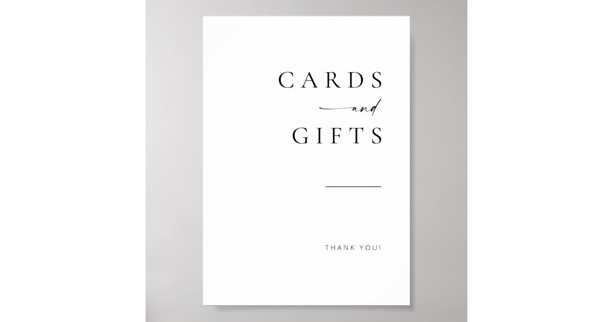 Chic + Simple Modern Script Wedding Cards + Gifts Poster | Zazzle