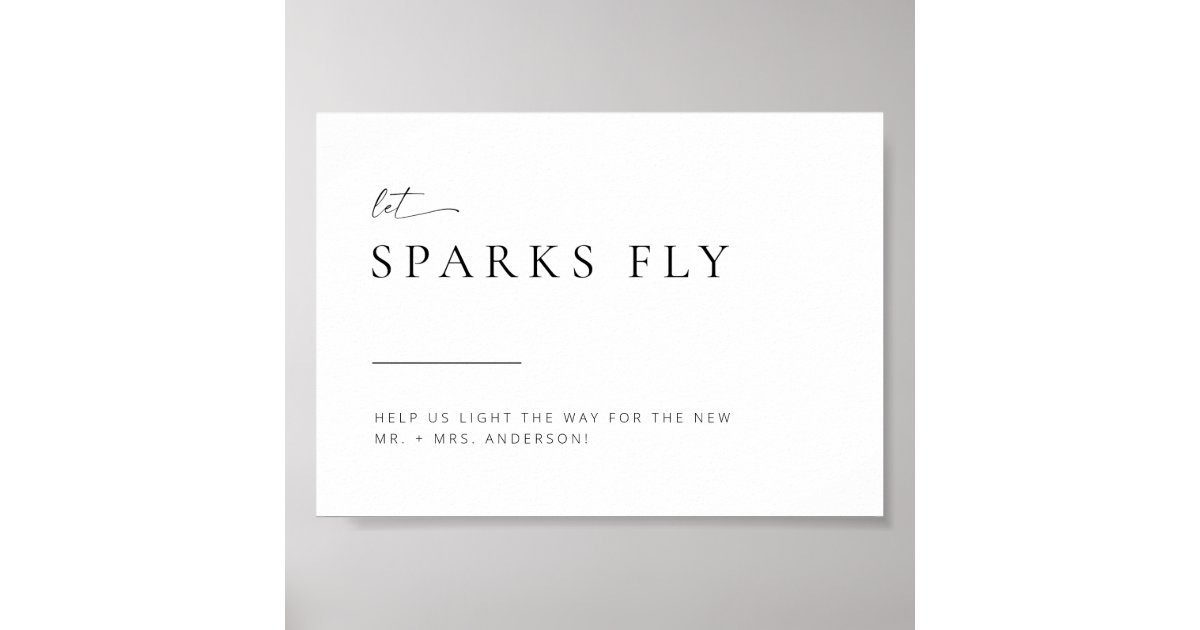 Chic + Simple Modern Wedding Sparkler Exit Sign | Zazzle