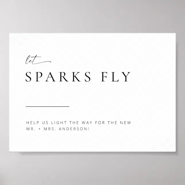 Chic + Simple Modern Wedding Sparkler Exit Sign | Zazzle