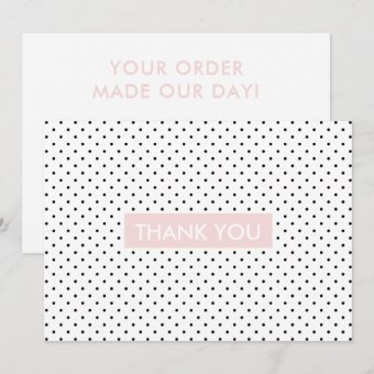 Chic stylish black white polka dot thank you card | Zazzle