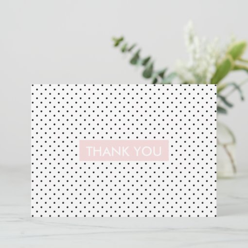 Chic stylish black white polka dot thank you card | Zazzle