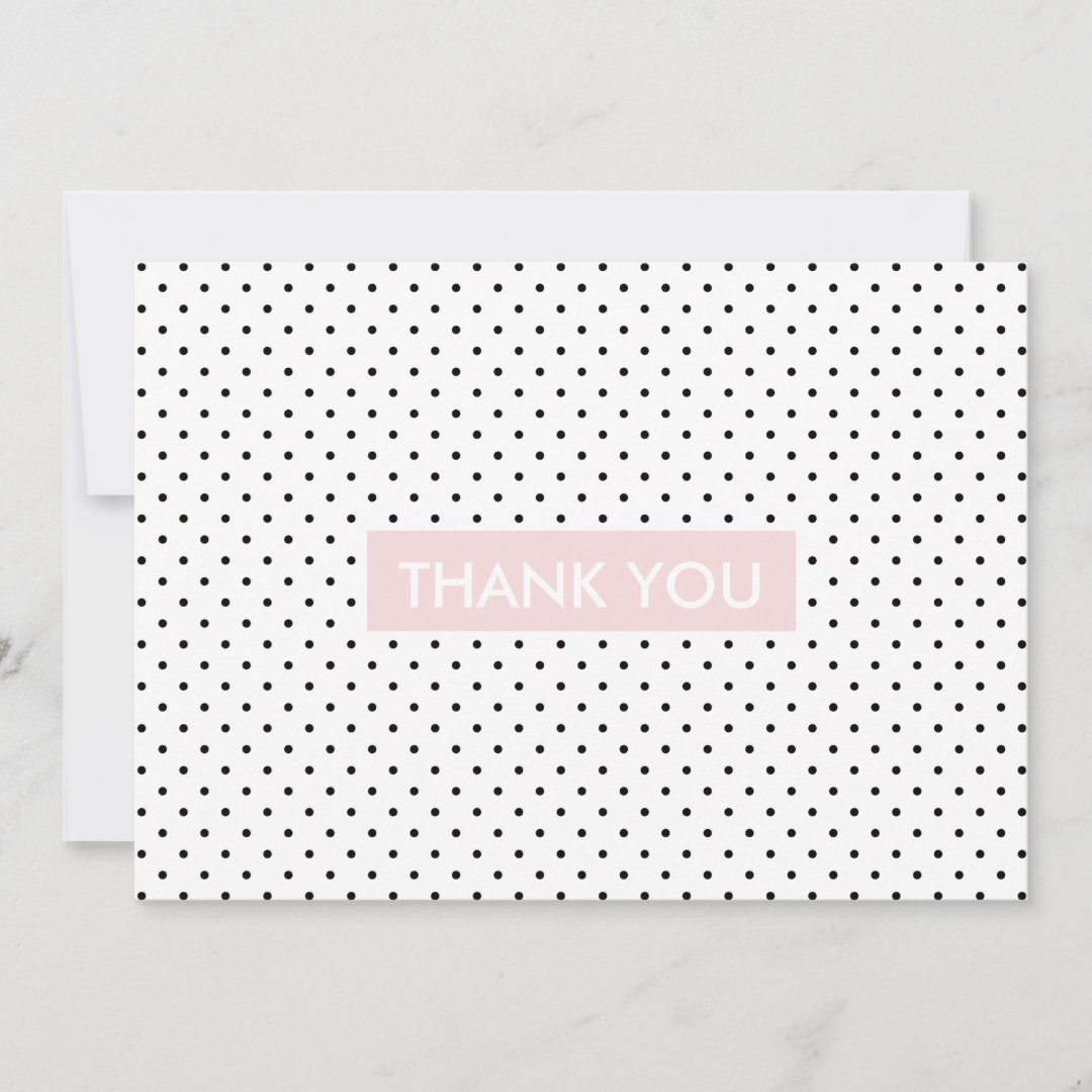 Chic stylish black white polka dot thank you card | Zazzle