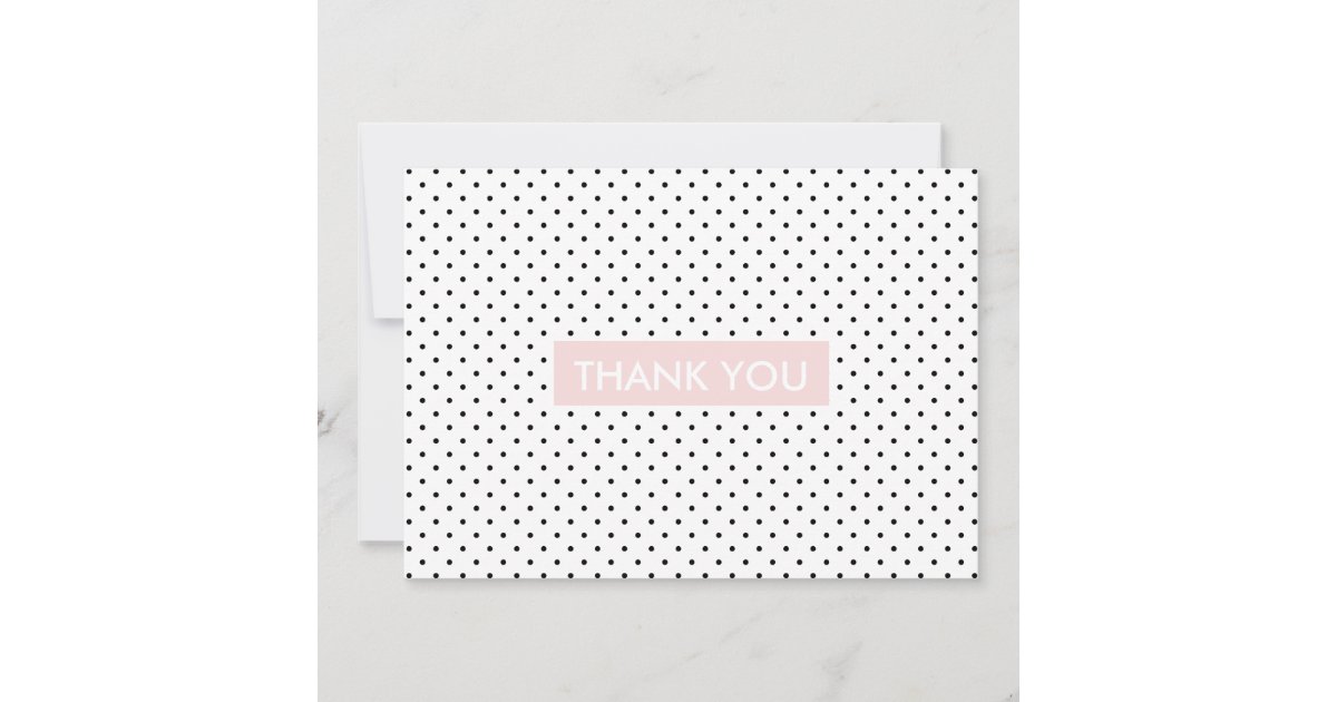 Chic stylish black white polka dot thank you card | Zazzle