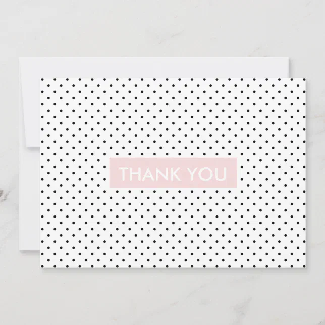 Chic stylish black white polka dot thank you card | Zazzle