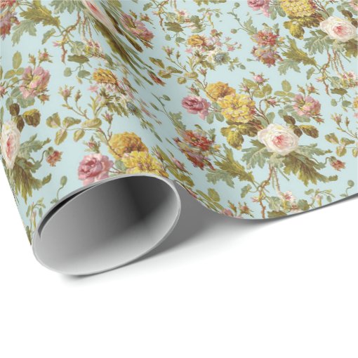 Chic Stylish Vintage Pink Rose Flower Art Pattern Wrapping Paper | Zazzle