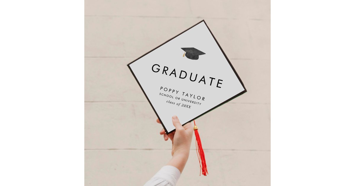 Chic Tassel Graduate Name and Class Year Graduation Cap Topper | Zazzle