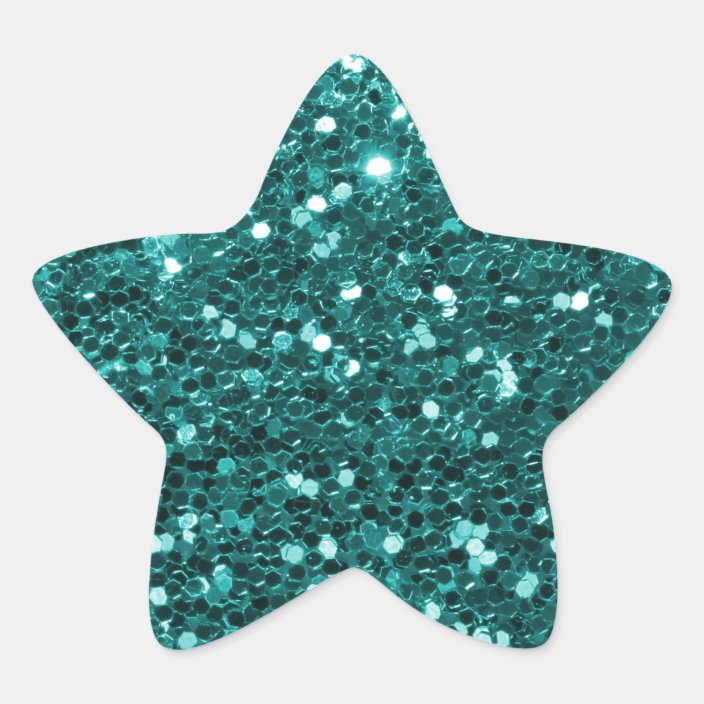 Chic Teal Faux Glitter Star Sticker | Zazzle.com