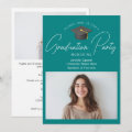 Chic Teal Graduate Photo Graduation Party Invitation | Zazzle