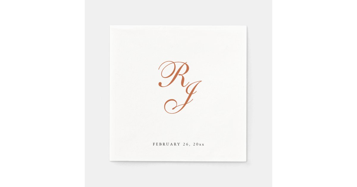 Chic Terracotta Monogram Wedding Napkins | Zazzle