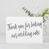 Chic "Thank you for baking our wedding cake" Thank You Card | Zazzle