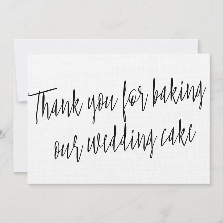 Chic "Thank you for baking our wedding cake" Thank You Card | Zazzle