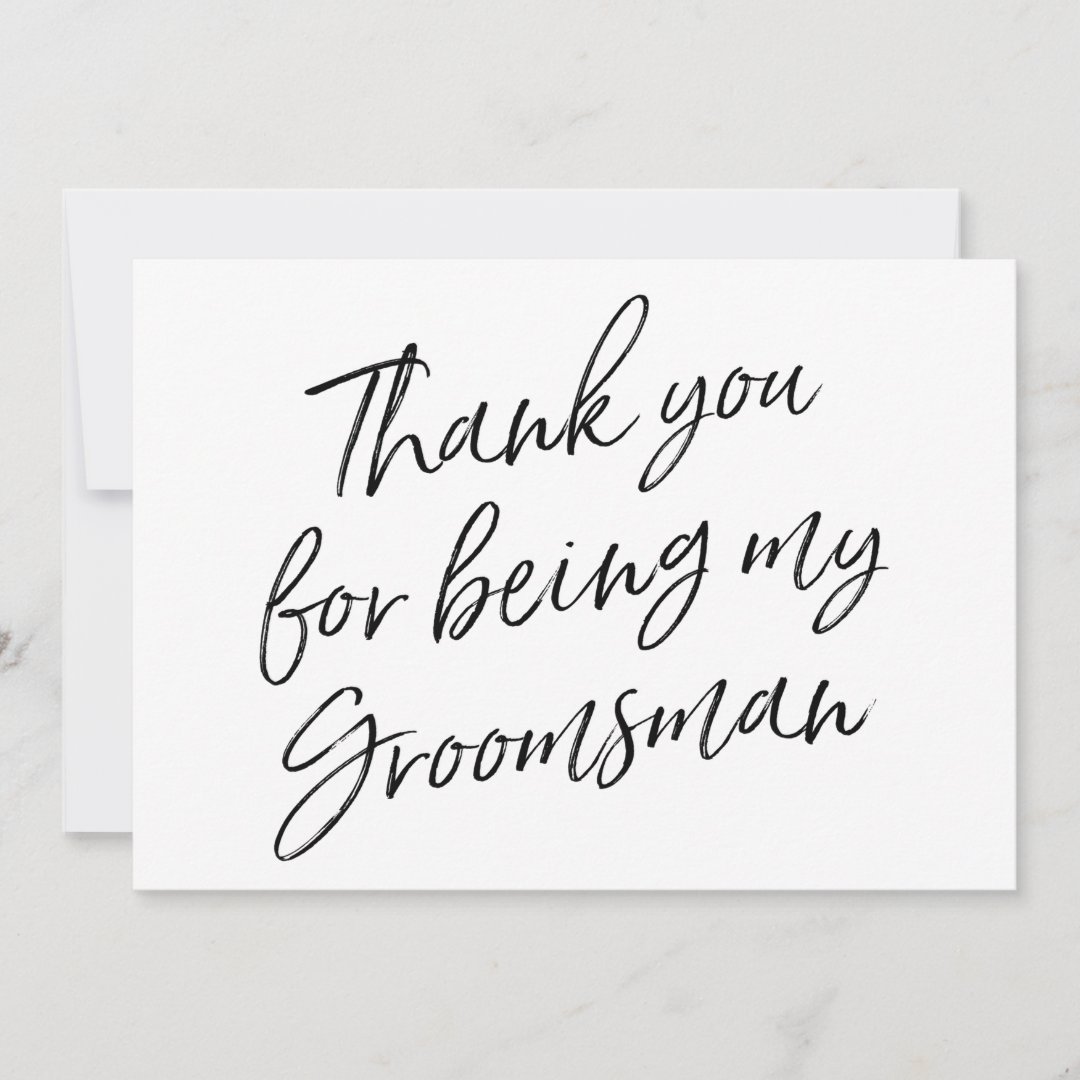 Chic "Thank you for being my groomsman" Thank You Card | Zazzle