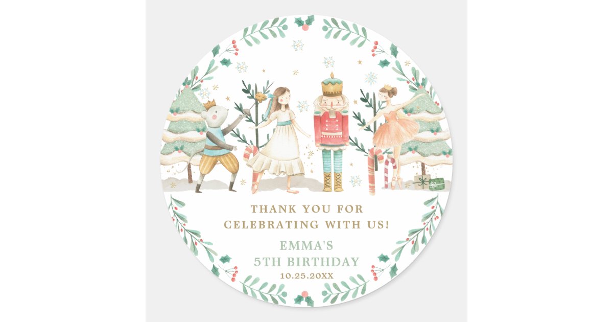 Chic The Nutcracker Ballet Christmas Birthday Classic Round Sticker ...