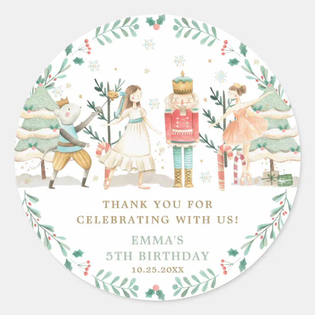 Chic The Nutcracker Ballet Christmas Birthday Classic Round Sticker ...