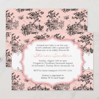 CHIC TOILE Baby Shower Invitation - Pink | Zazzle