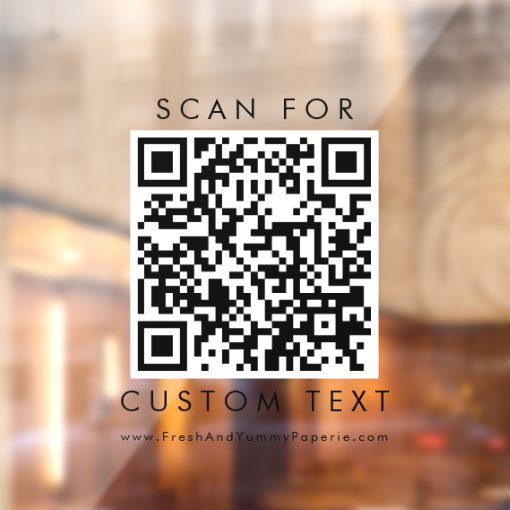Chic Transparent Business Custom QR Code Window Cling | Zazzle