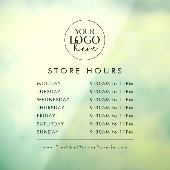 Chic Transparent Business Logo Store Hours Window Cling | Zazzle