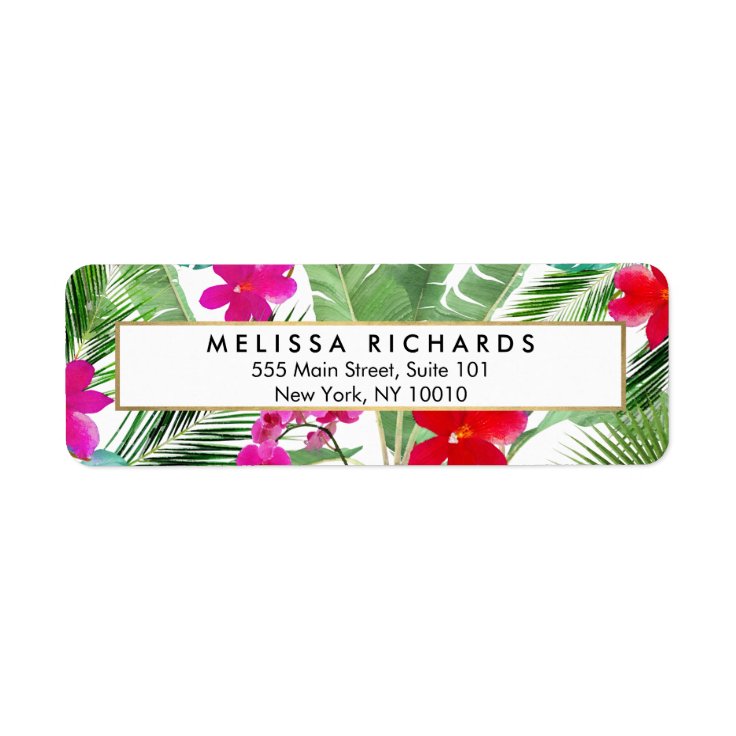 Chic Tropical Print Watercolor Designer Label | Zazzle
