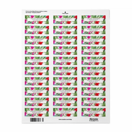 Chic Tropical Print Watercolor Designer Label | Zazzle