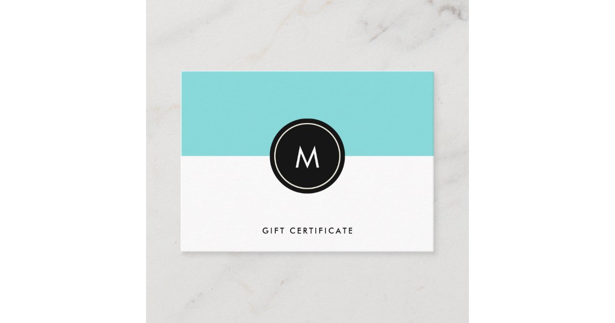 Chic Turquoise and Black | Gift Certificate | Zazzle