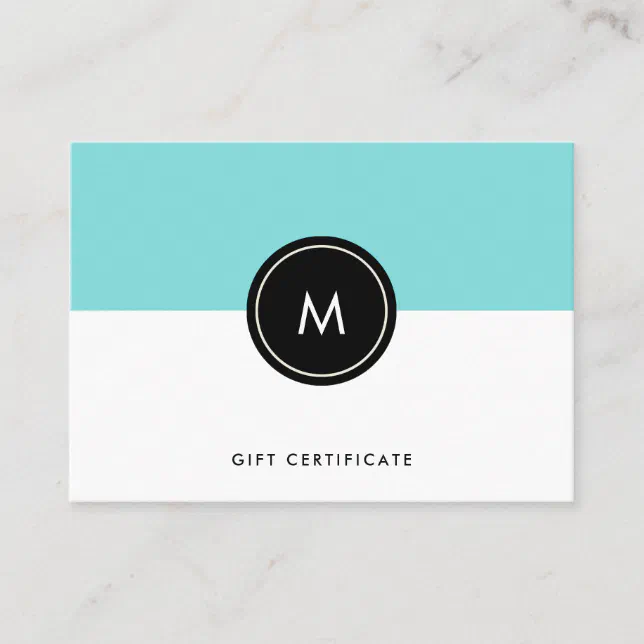 Chic Turquoise and Black | Gift Certificate | Zazzle
