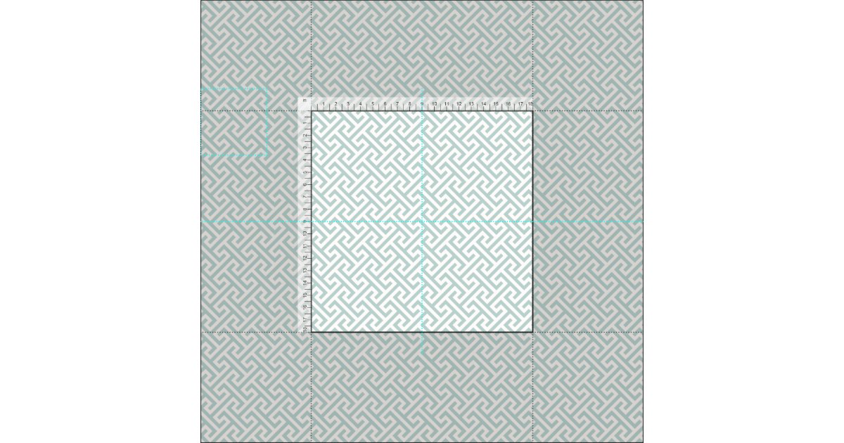 Chic turquoise greek key geometric pattern fabric | Zazzle