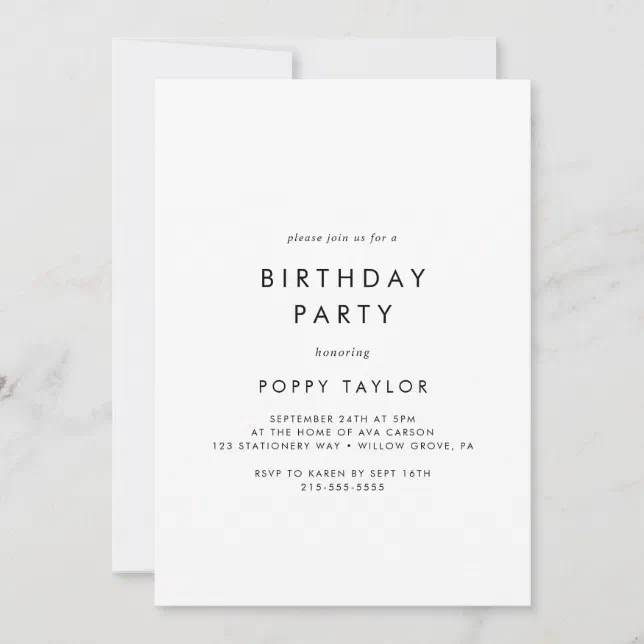 Chic Typography Birthday Party Invitation | Zazzle
