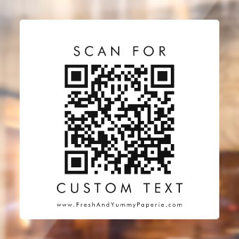 Chic Typography Business Custom QR Code Window Cling | Zazzle