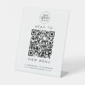 Chic Typography Business Logo Menu QR Code Pedestal Sign | Zazzle