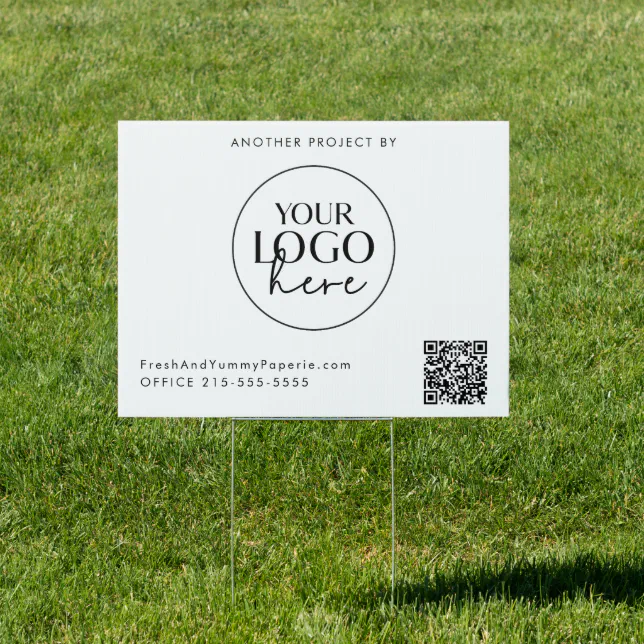 Chic Typography Business Logo QR Code Yard Sign | Zazzle