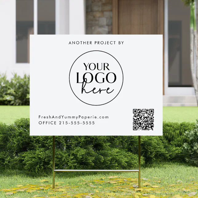 Chic Typography Business Logo QR Code Yard Sign | Zazzle
