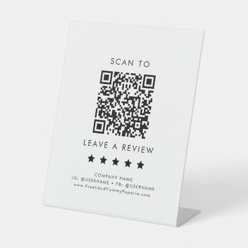 Chic Typography Business QR Code Leave A Review Pedestal Sign | Zazzle