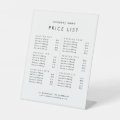 Chic Typography Business Services Price List Pedestal Sign | Zazzle