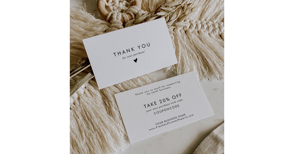 Chic Typography Business Thank You Discount Card | Zazzle