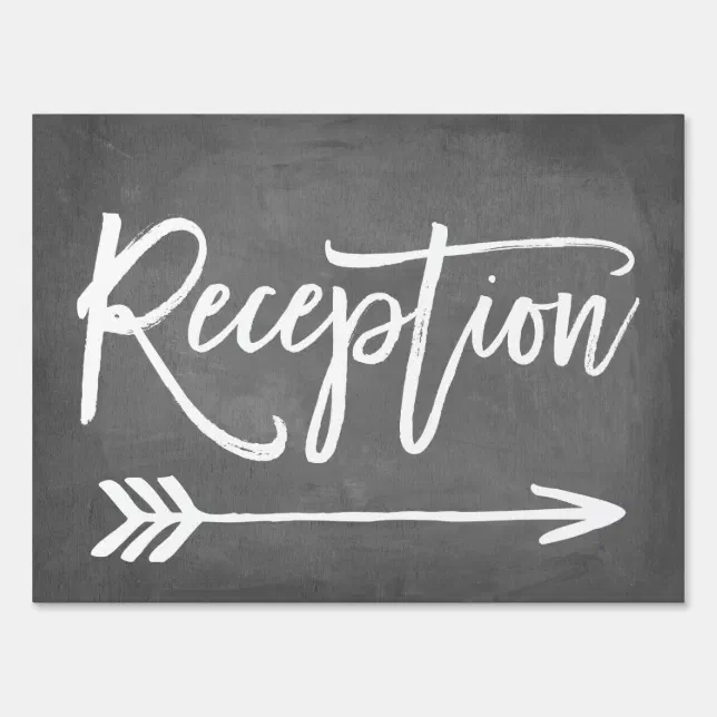 Chic Typography Chalkboard Reception Arrow Sign | Zazzle