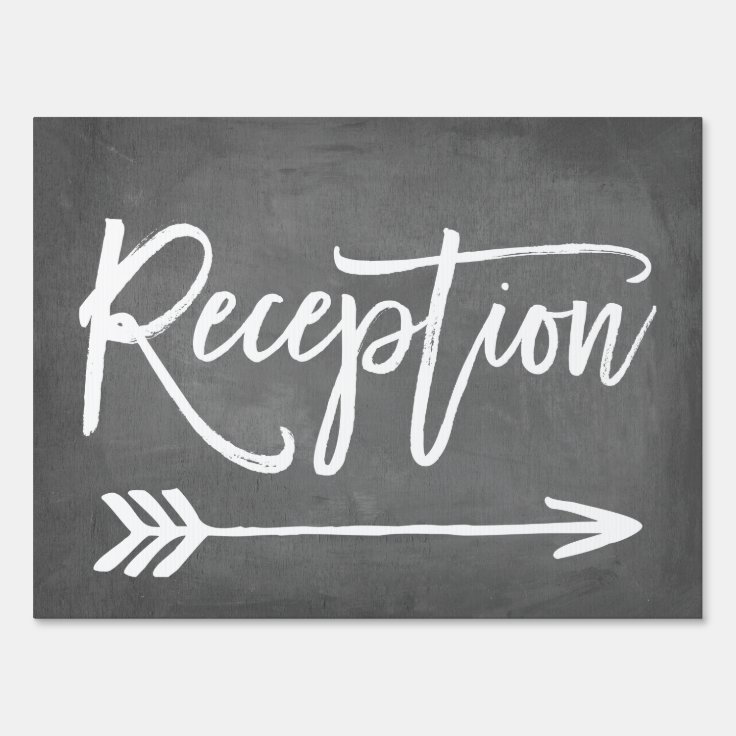 Chic Typography Chalkboard Reception Arrow Sign | Zazzle