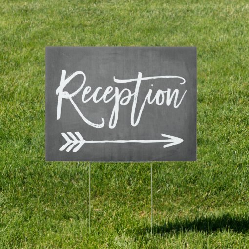 Chic Typography Chalkboard Reception Arrow Sign | Zazzle