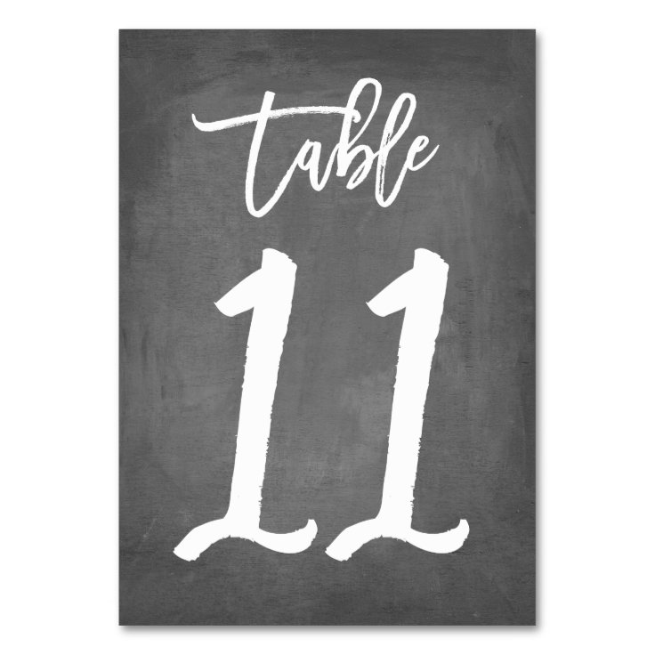 Chic Typography Chalkboard Table Number | Table 11 | Zazzle