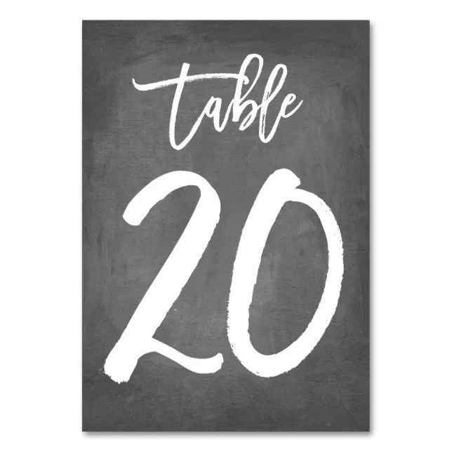 Chic Typography Chalkboard Table Number | Table 20 | Zazzle