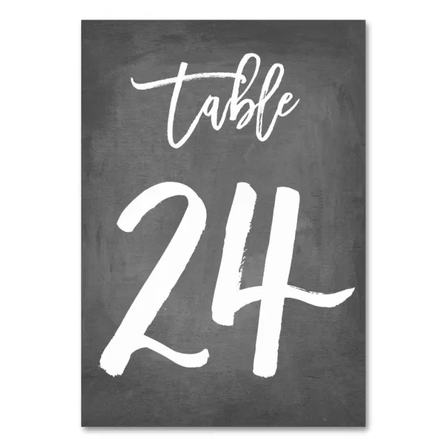 Chic Typography Chalkboard Table Number | Table 24 | Zazzle