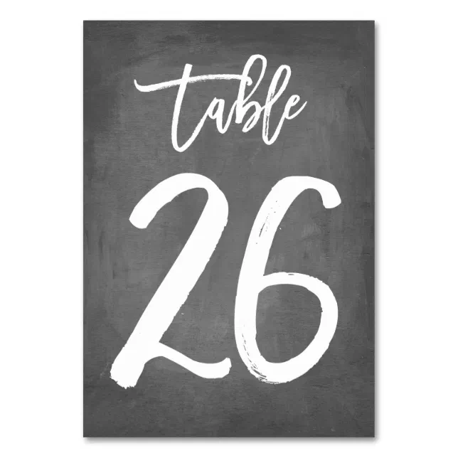 Chic Typography Chalkboard Table Number | Table 26 | Zazzle